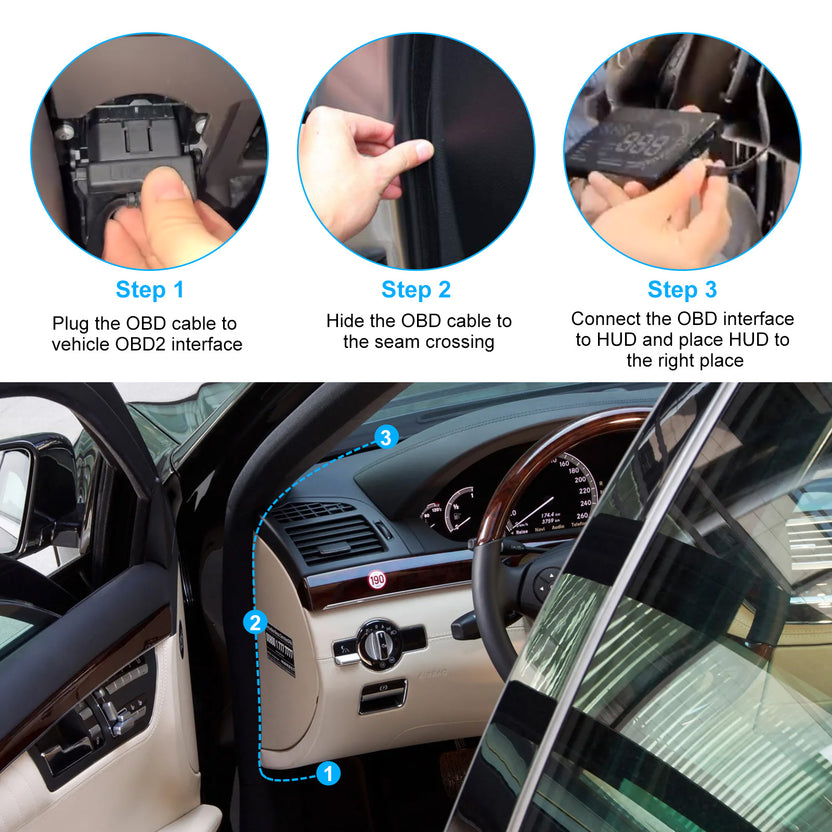 HUD Display OBD2 5.5" Dash Screen Projector, Auto Gauge rpm mph/km Spe